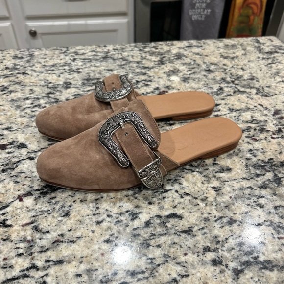 Free People | Shoes | Free People Tan Suede Mules With Ornate Silver ...